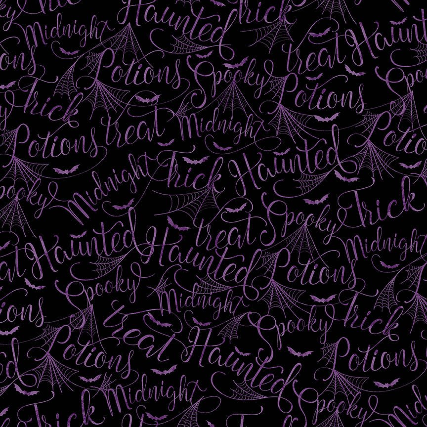 Mystery Manor - Cryptic Script Purple Moon | Licence To Quilt